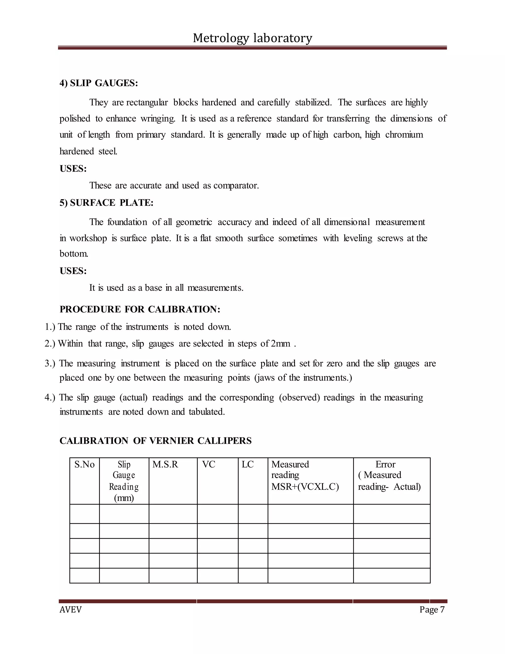 Metrology lab manual for marine engineering | PDF