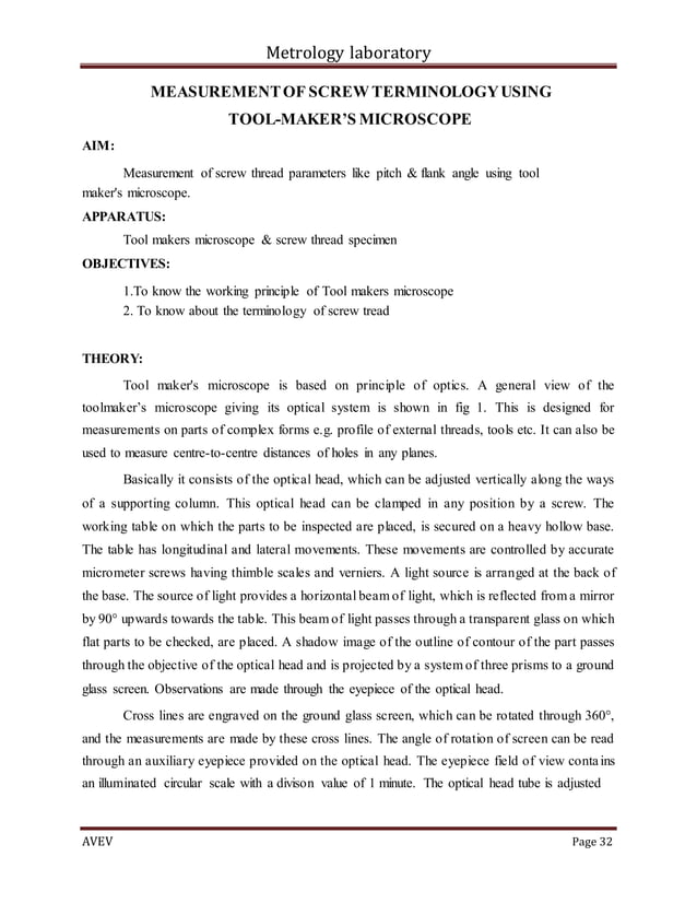 Metrology lab manual for marine engineering | PDF
