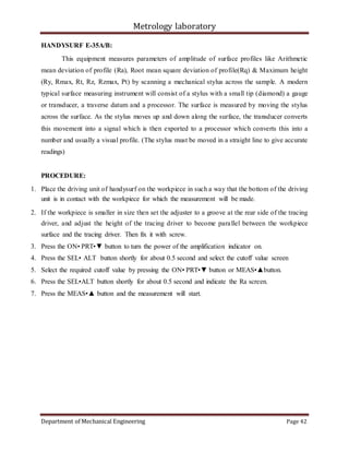 Metrology lab manual for marine engineering | DOCX