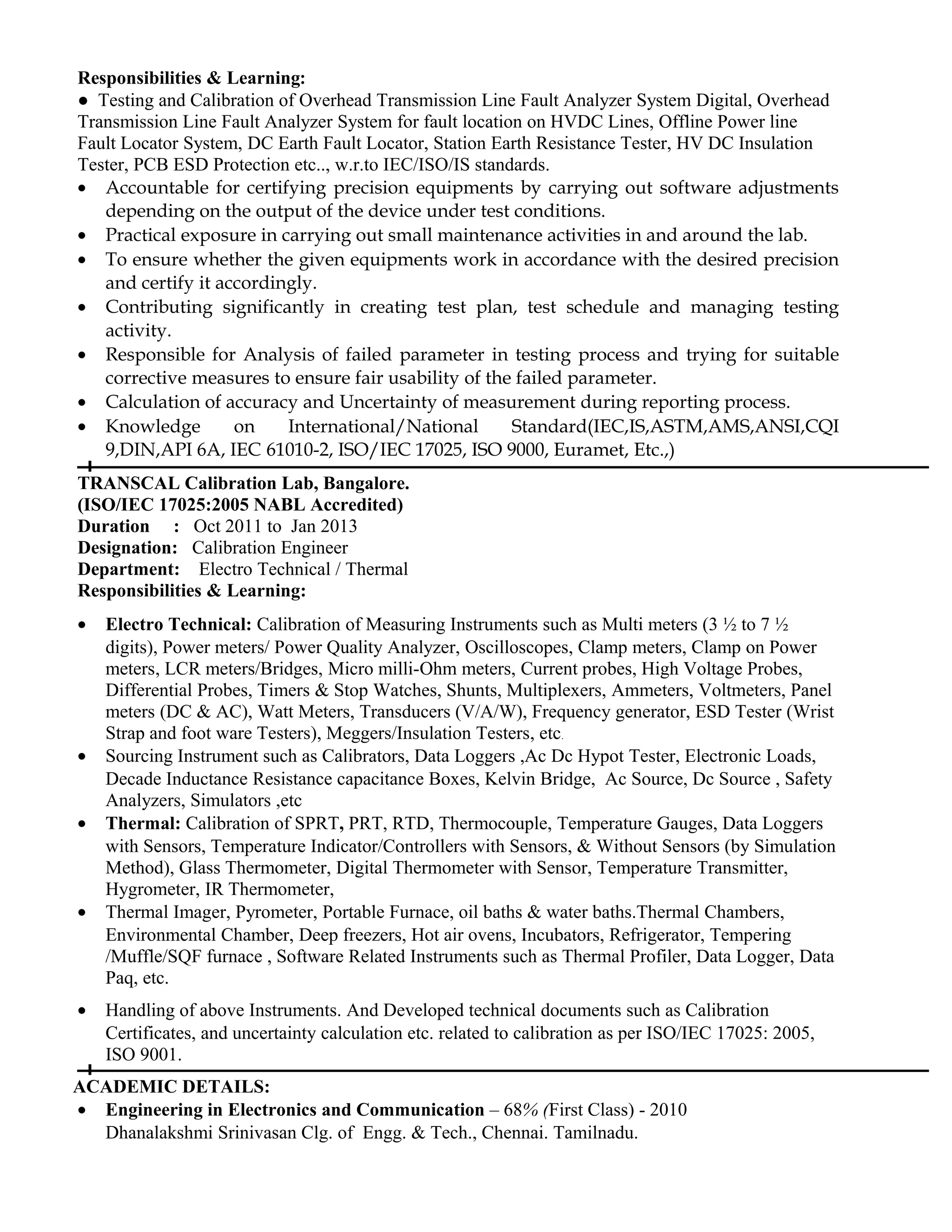 Metrology manager resume | DOC