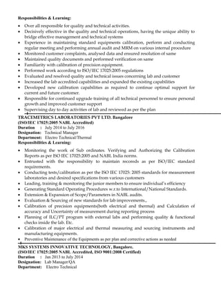 Metrology manager resume | DOC