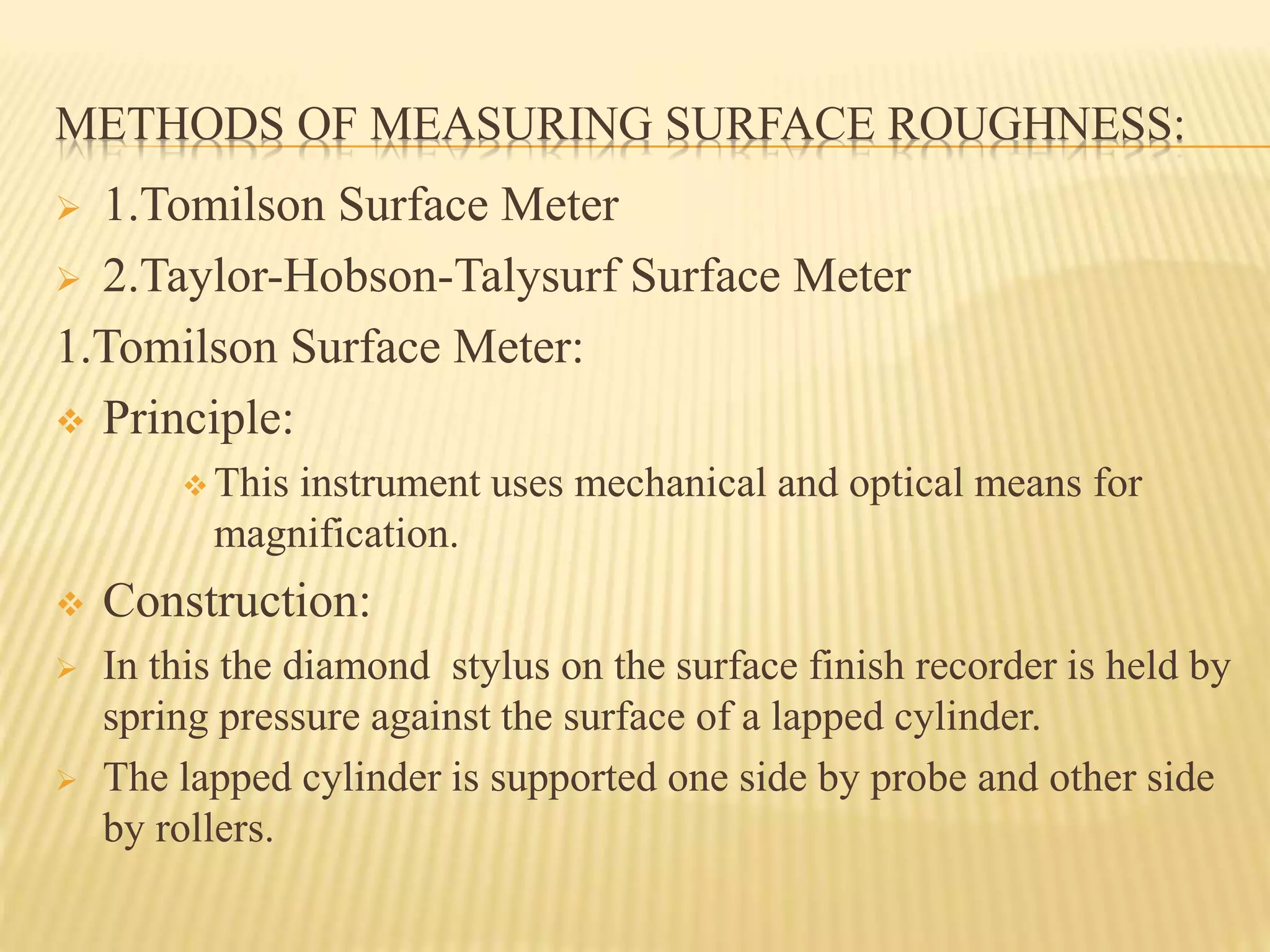 Metrology of Surfaces | PPTX