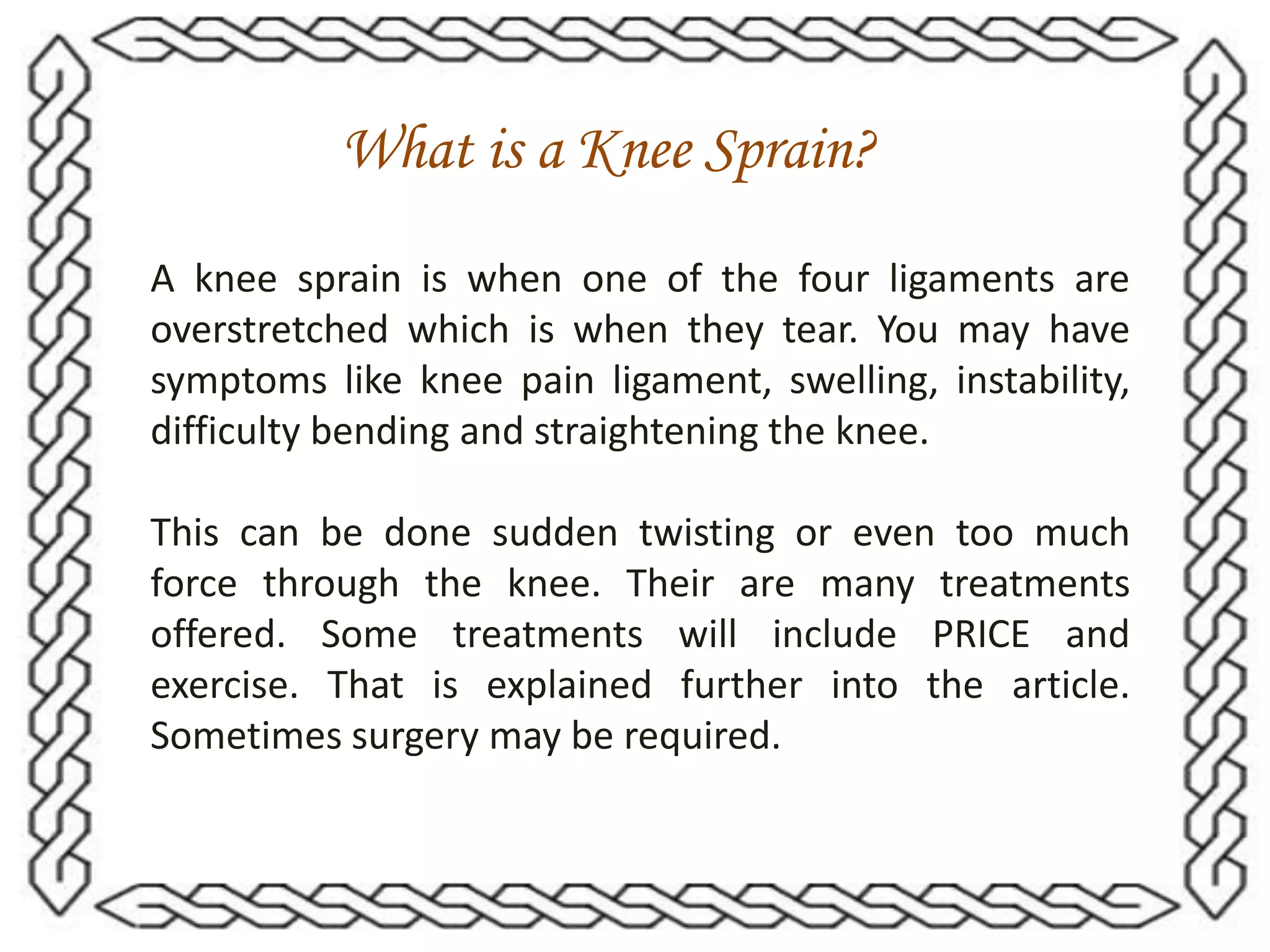 Metro Physio - What is a Knee Sprain? | PPTX