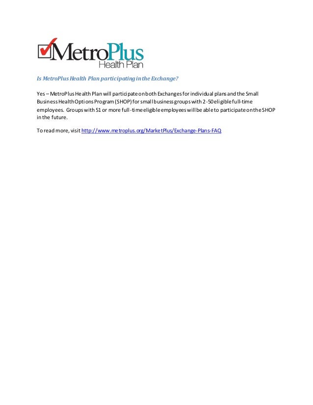 Is MetroPlus Health Plan Participating in the Exchange? | MetroPlus ...