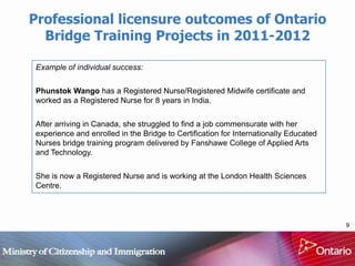 Ontario's Bridge Training Programs | PPTX