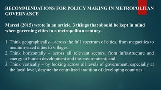 Lecture Presentation on Metro-Governance | PPTX | Developmental Sites ...