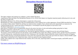 Metropolitan Museum Of Art Essay | PDF