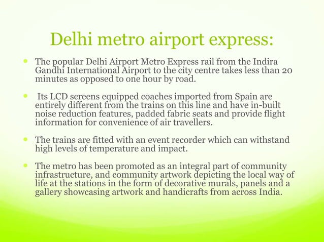 Metro Rail in India ppt | PPTX | Rail Travel | Travel Type