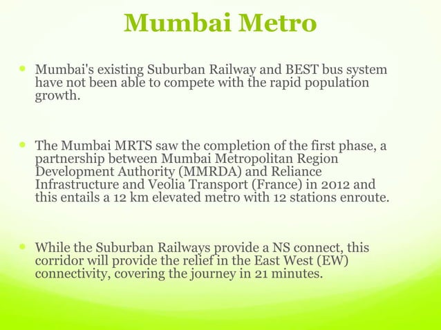 Metro Rail in India ppt | PPTX | Rail Travel | Travel Type