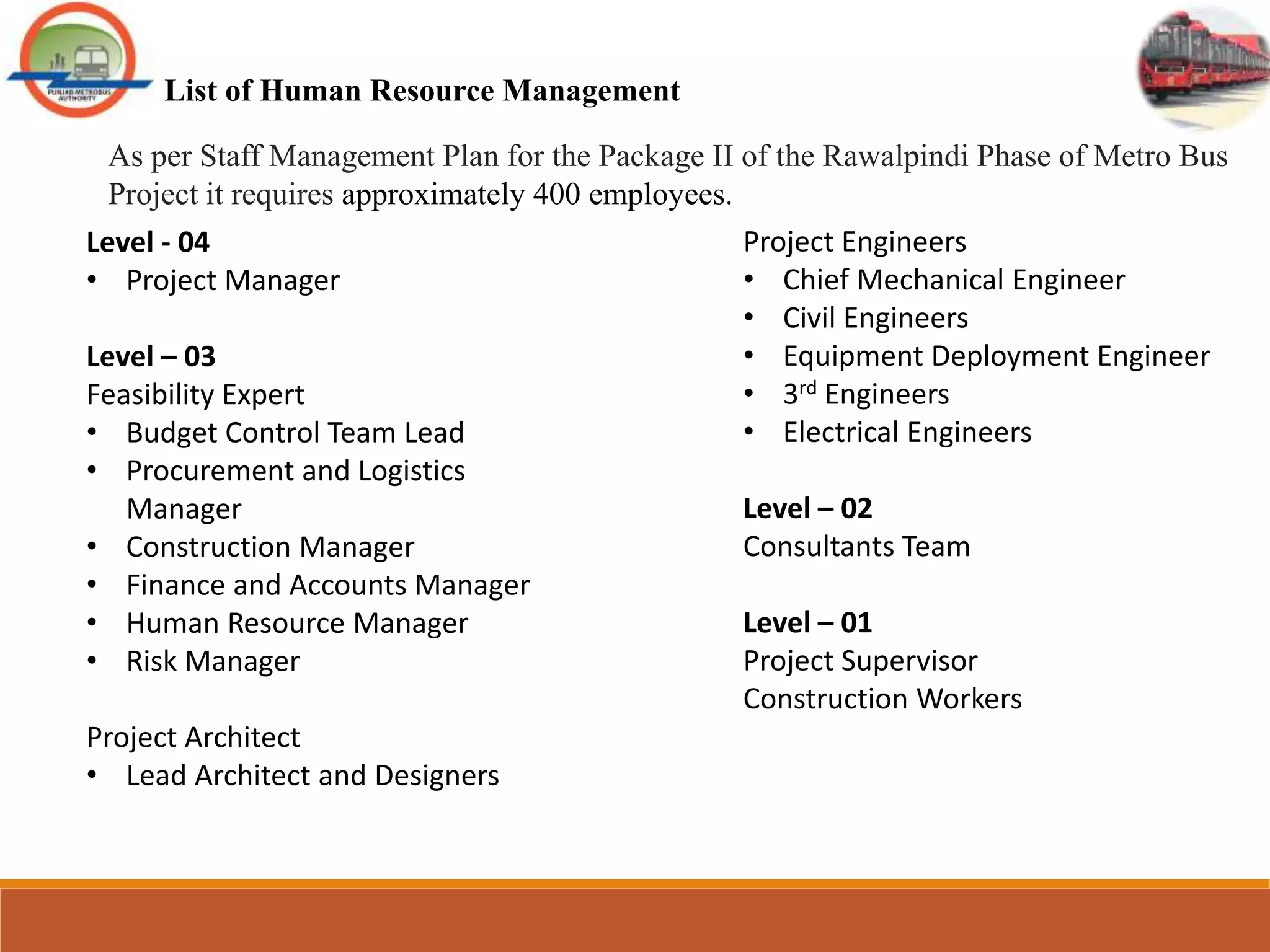 METRO BUS PROJECT ISB/RWP (HR & COMMUNICATION MANAGEMENT PLAN) | PPTX