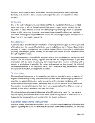 Metro Retail Report | PDF