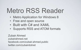 Metro RSS Reader app for Windows 8 | PPTX | Shareware and Freeware | Computer Software and ...