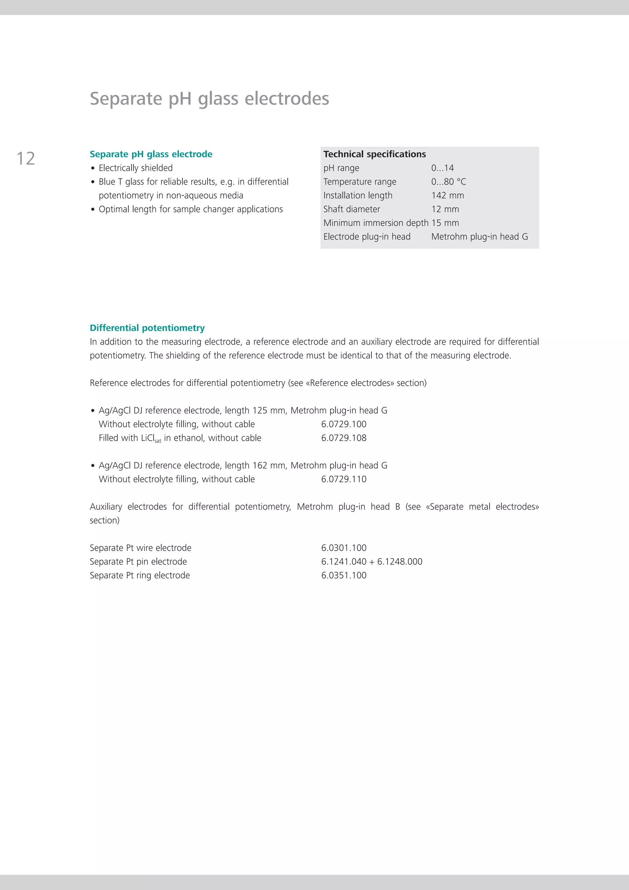Metrosensor: electrodes from Metrohm | PDF