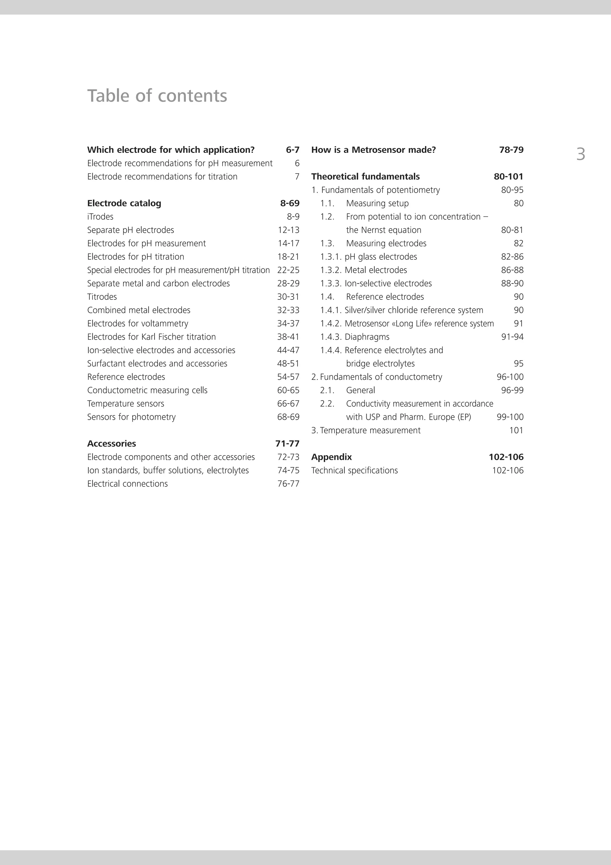 Metrosensor: electrodes from Metrohm | PDF