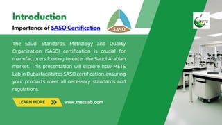 METS Lab SASO Certificate Services in Dubai.pdf