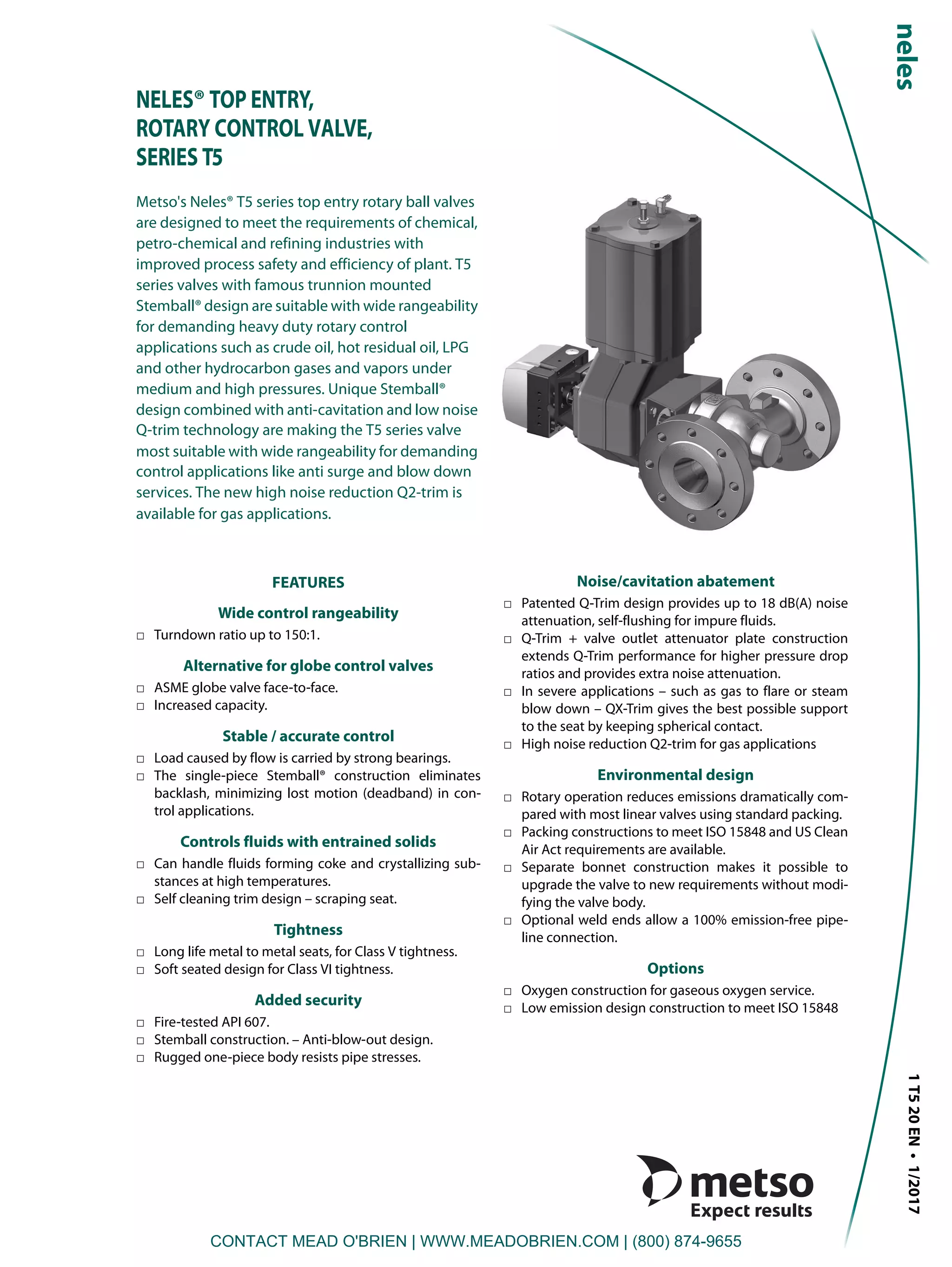Metso Neles T5 Series Top Entry Rotary Ball Valves | PDF