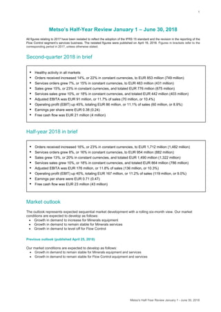 Metso's Half-Year Review 2018 | PDF