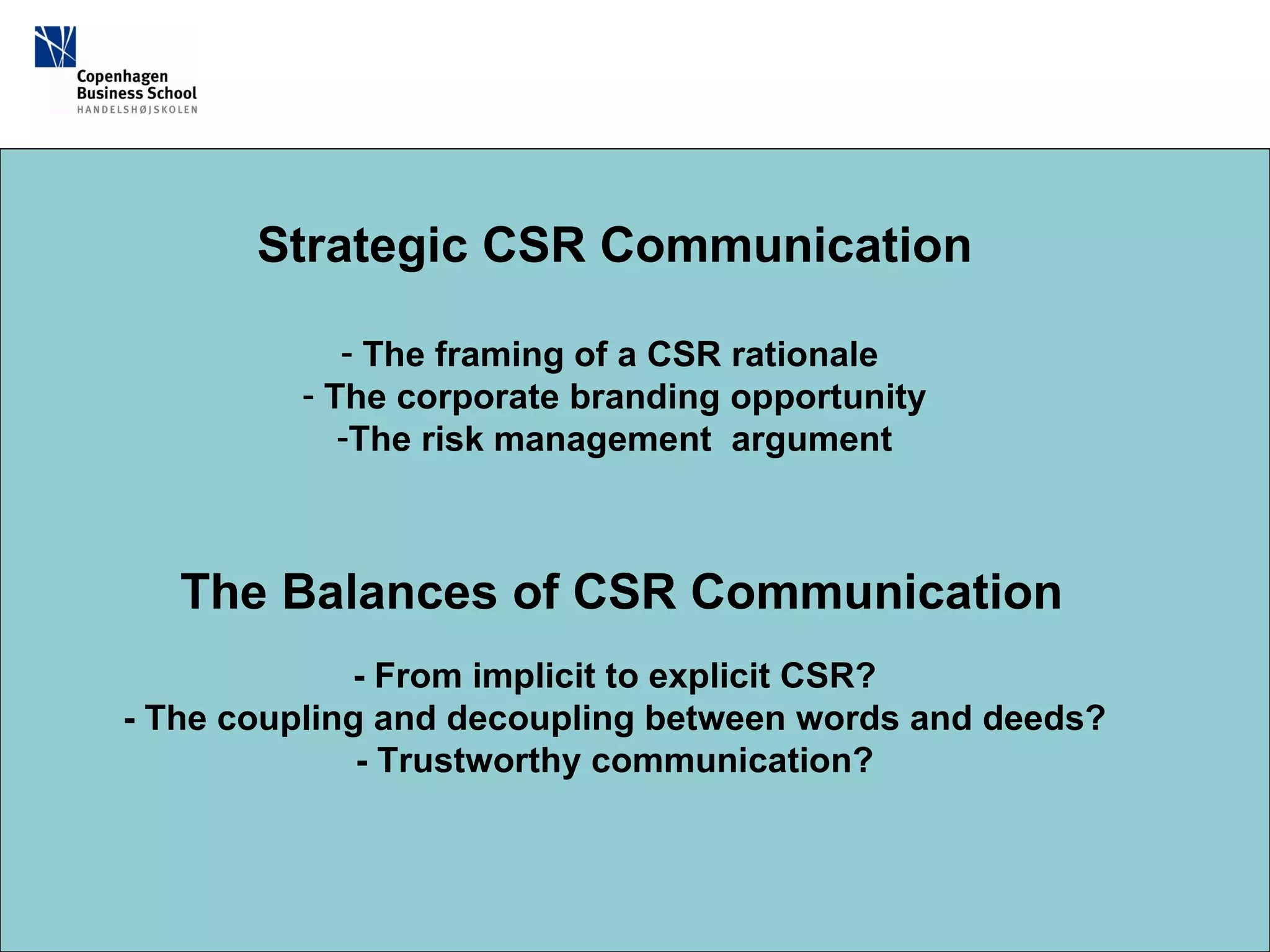 Communication of Corporate Social Responsibility | PPT