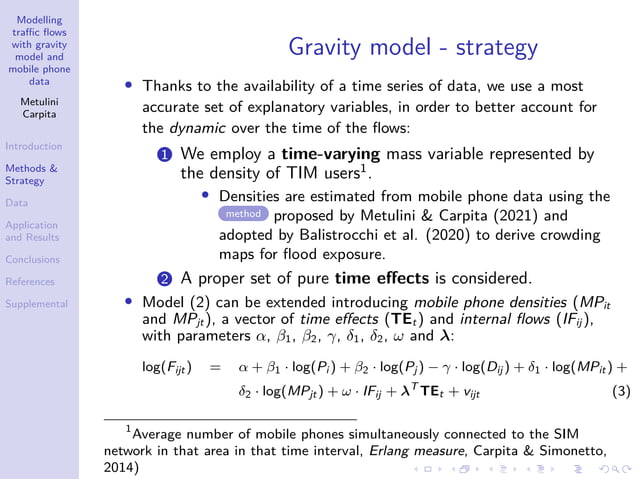Modelling traffic flows with gravity models and mobile phone large data ...