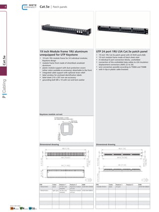 P|Cabling Keystone Catalog: Cabling solutions for networks | PDF