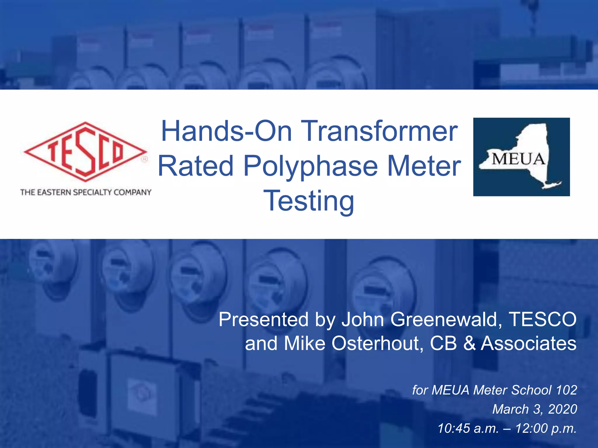 Hands-On Transformer Rated Polyphase Meter Testing | PPTX