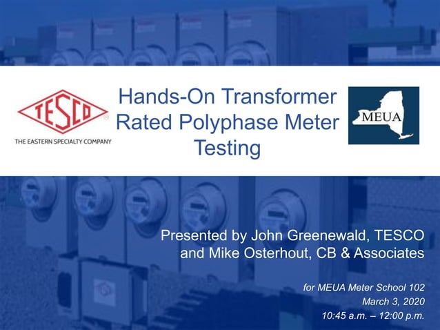 Hands-On Transformer Rated Polyphase Meter Testing | PPT