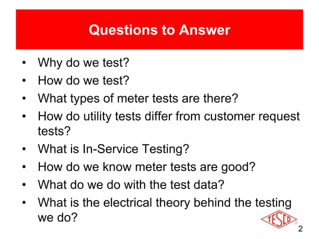 Self Contained Metering Fundamentals and Introduction to Meter Testing ...