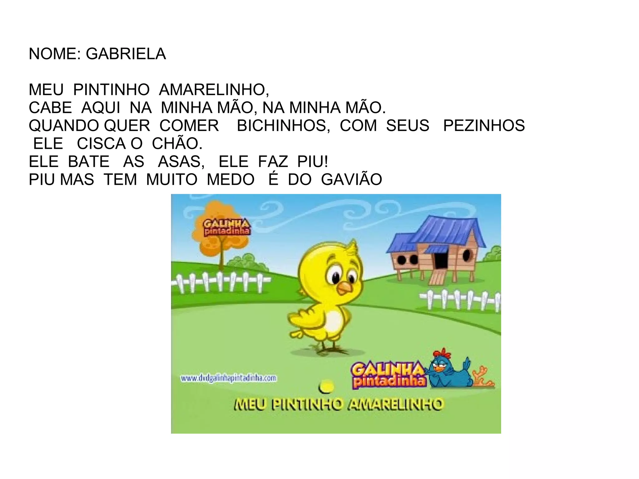 Meu pintinho amarelinho | PPT