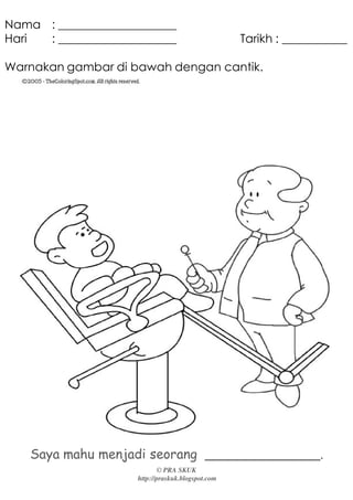 Mewarna gambar pekerjaan beruniform | PDF