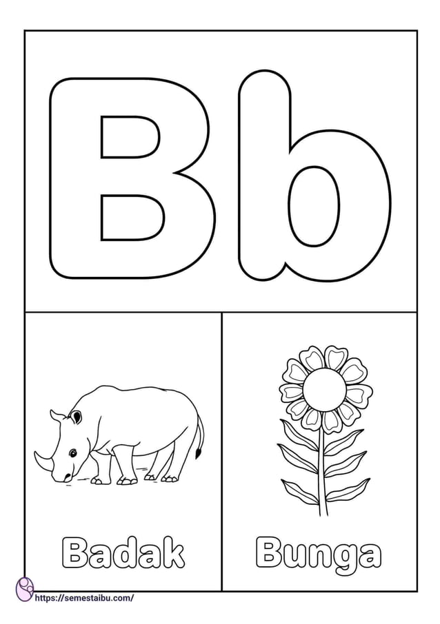 Huruf Mewarna Kerja Lembaran Prasekolah Latihan Vokal Aktiviti Melayu ...