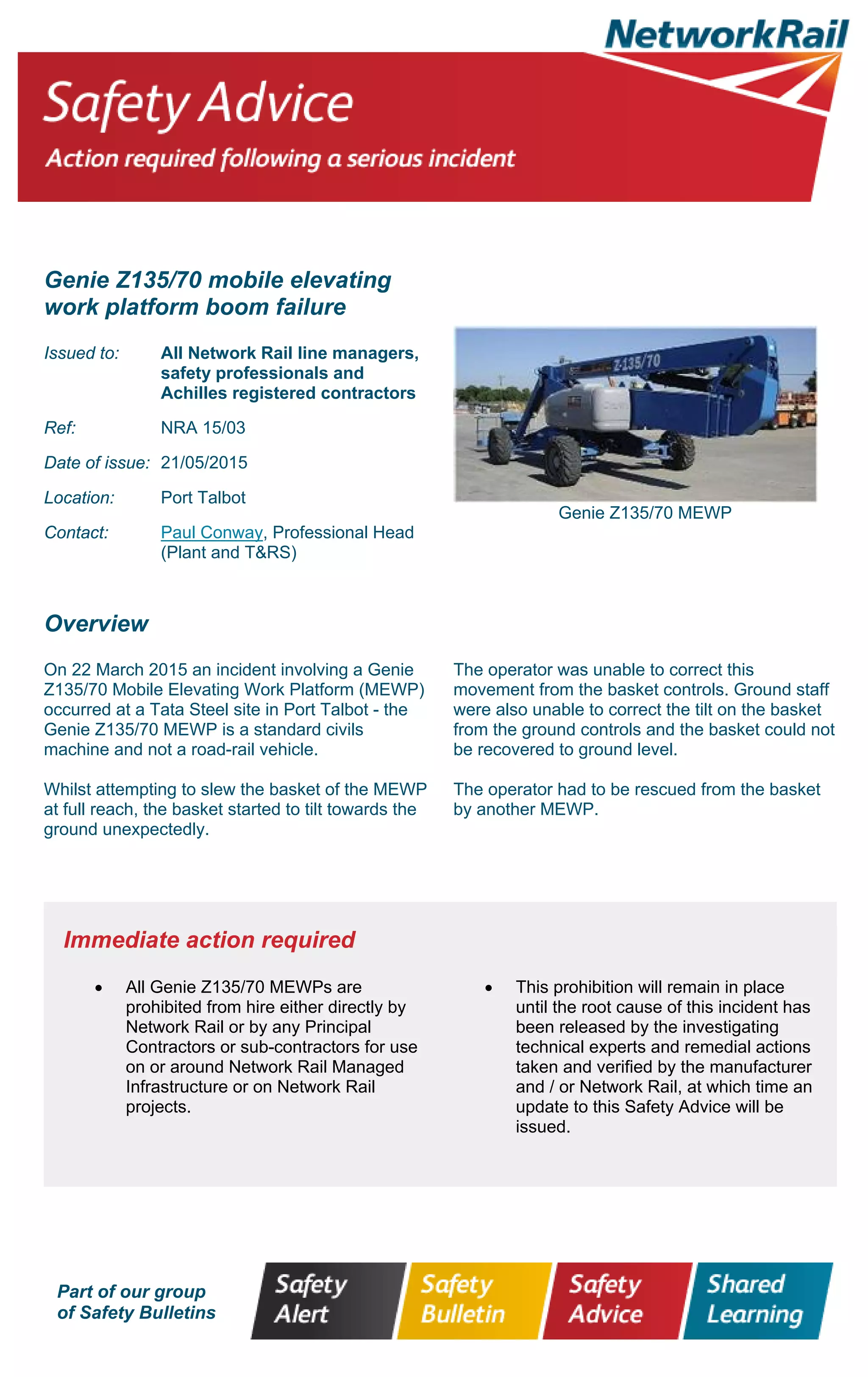 Mewp safety advice from network rail | PDF