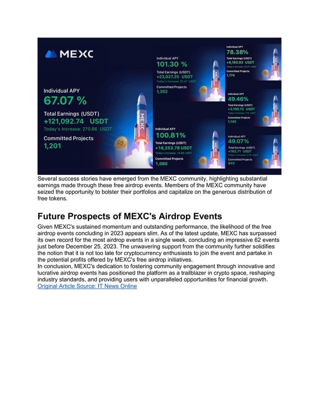 MEXC's Airdrop Campaign Surpasses 1,000 Events in 2023, Establishes New Industry Norm | PDF