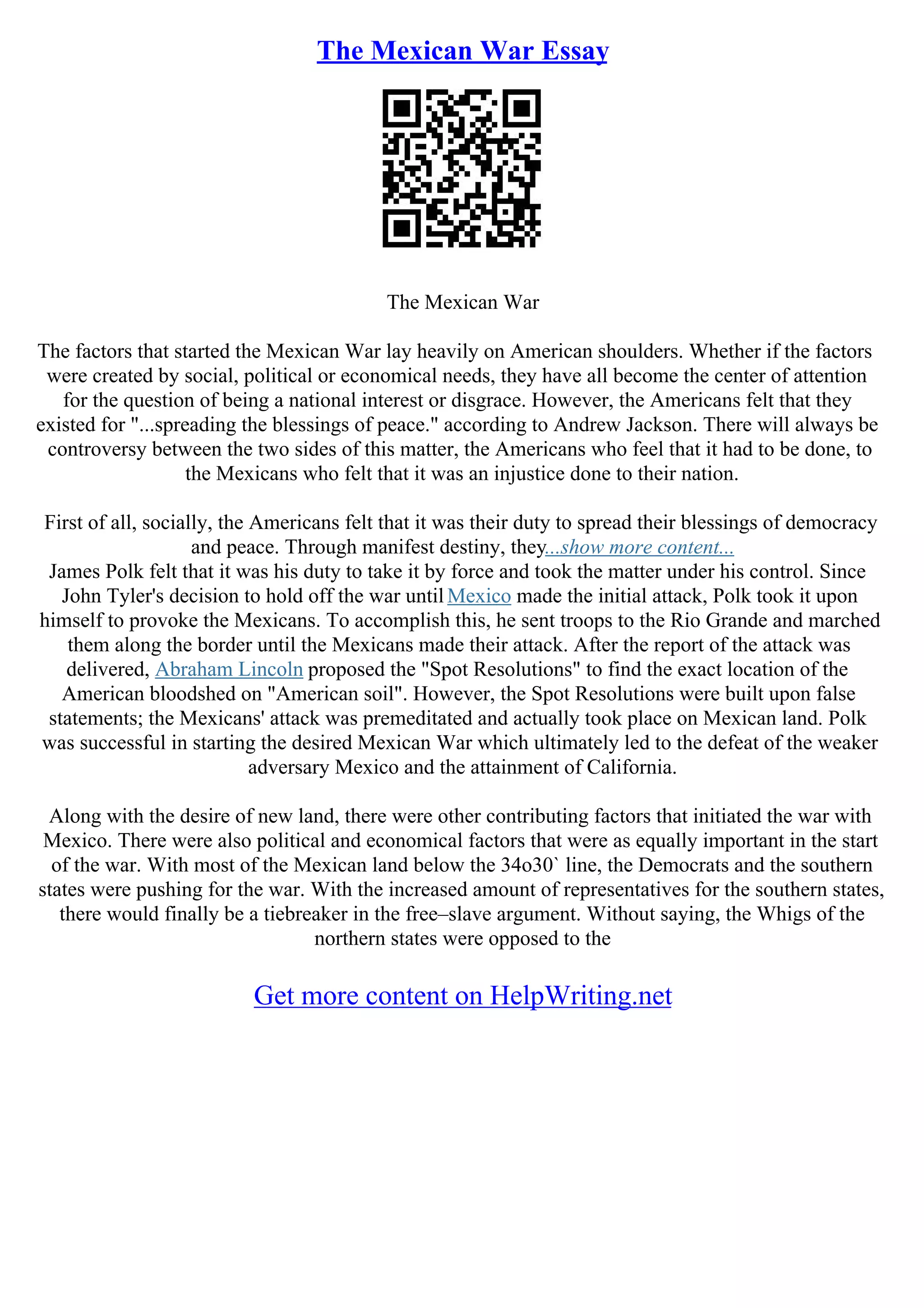 Mexican American War Essay | PDF | War and Conflicts