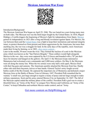 Mexican American War Essay | PDF | War and Conflicts