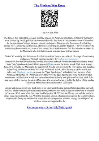 Mexican American War Essay | PDF | War and Conflicts