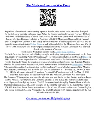 Mexican American War Essay | PDF | War and Conflicts