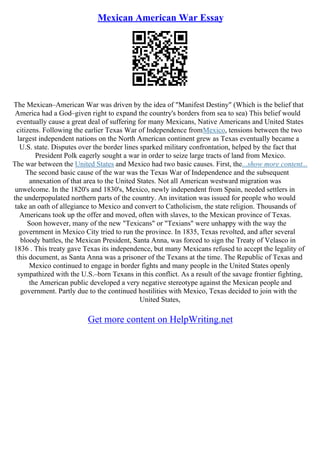 Mexican American War Essay | PDF | War and Conflicts