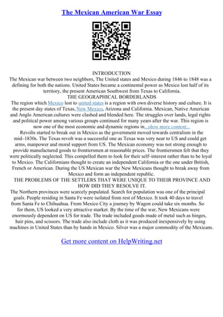 Mexican American War Essay | PDF | War and Conflicts