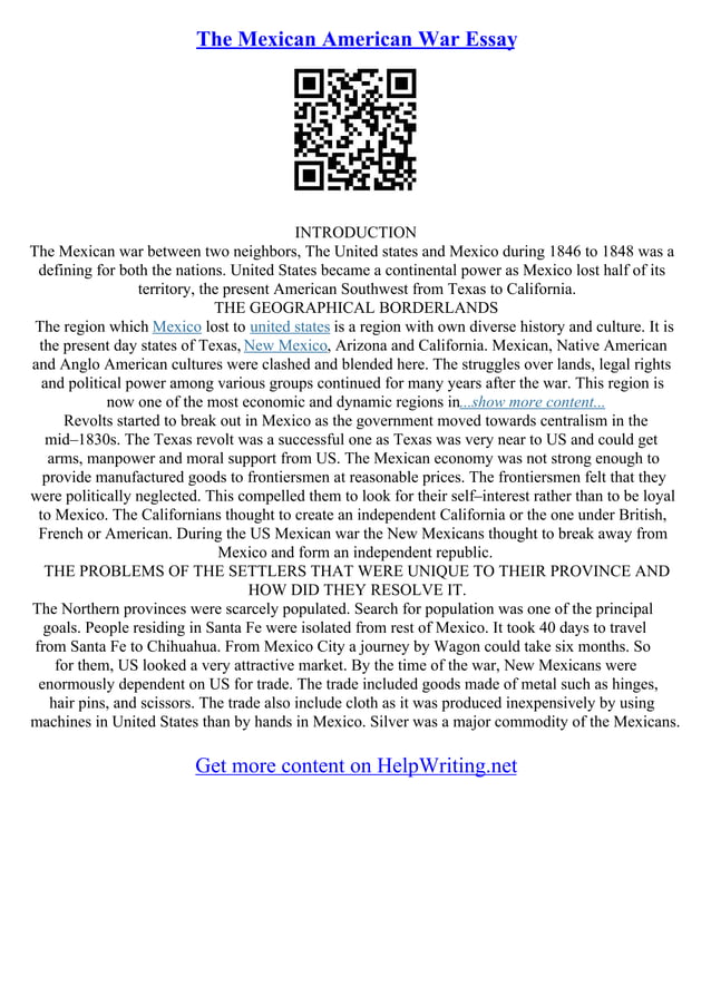 Mexican American War Essay | PDF