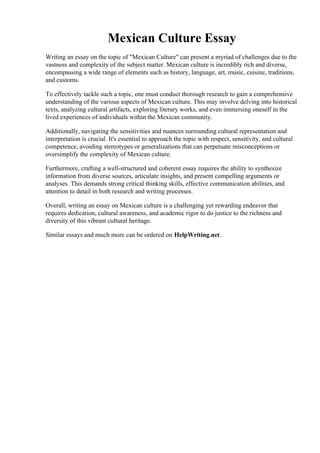Mexican Culture Essay | PDF
