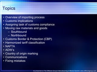 Mexico Customs International Trade Basics | PPT | Logistics | Business