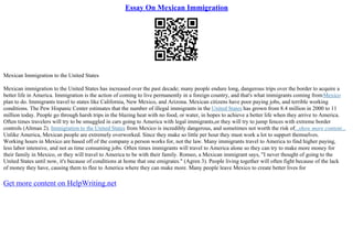 Mexican Immigration In America | PDF