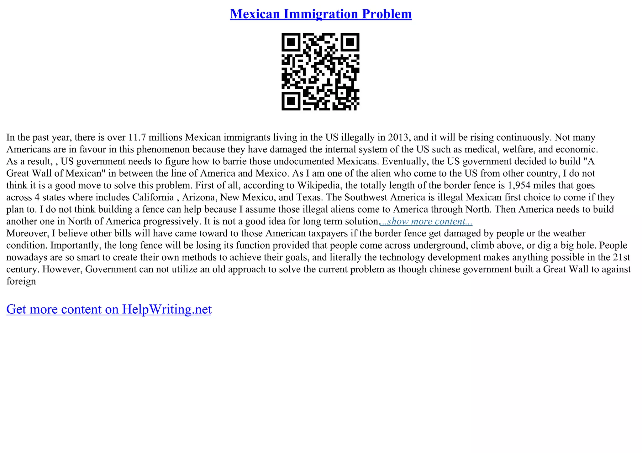 Mexican Immigration Problem | PPT