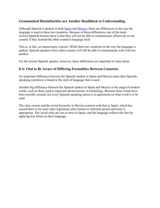 Mexican Spanish vs Spain Spanish | PDF