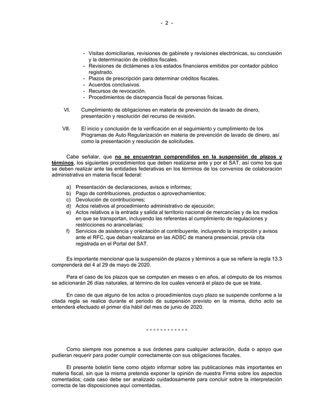 México Suspensión De Plazos Y Términos Legales De Procedimientos