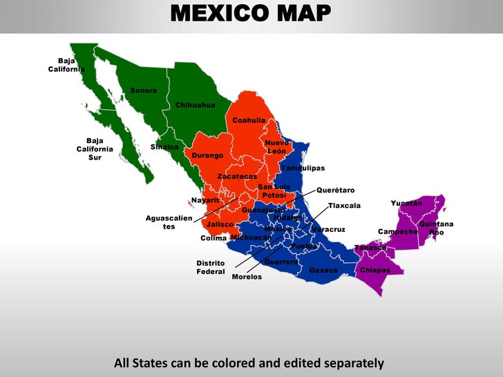 Mexico country editable powerpoint maps with states and counties