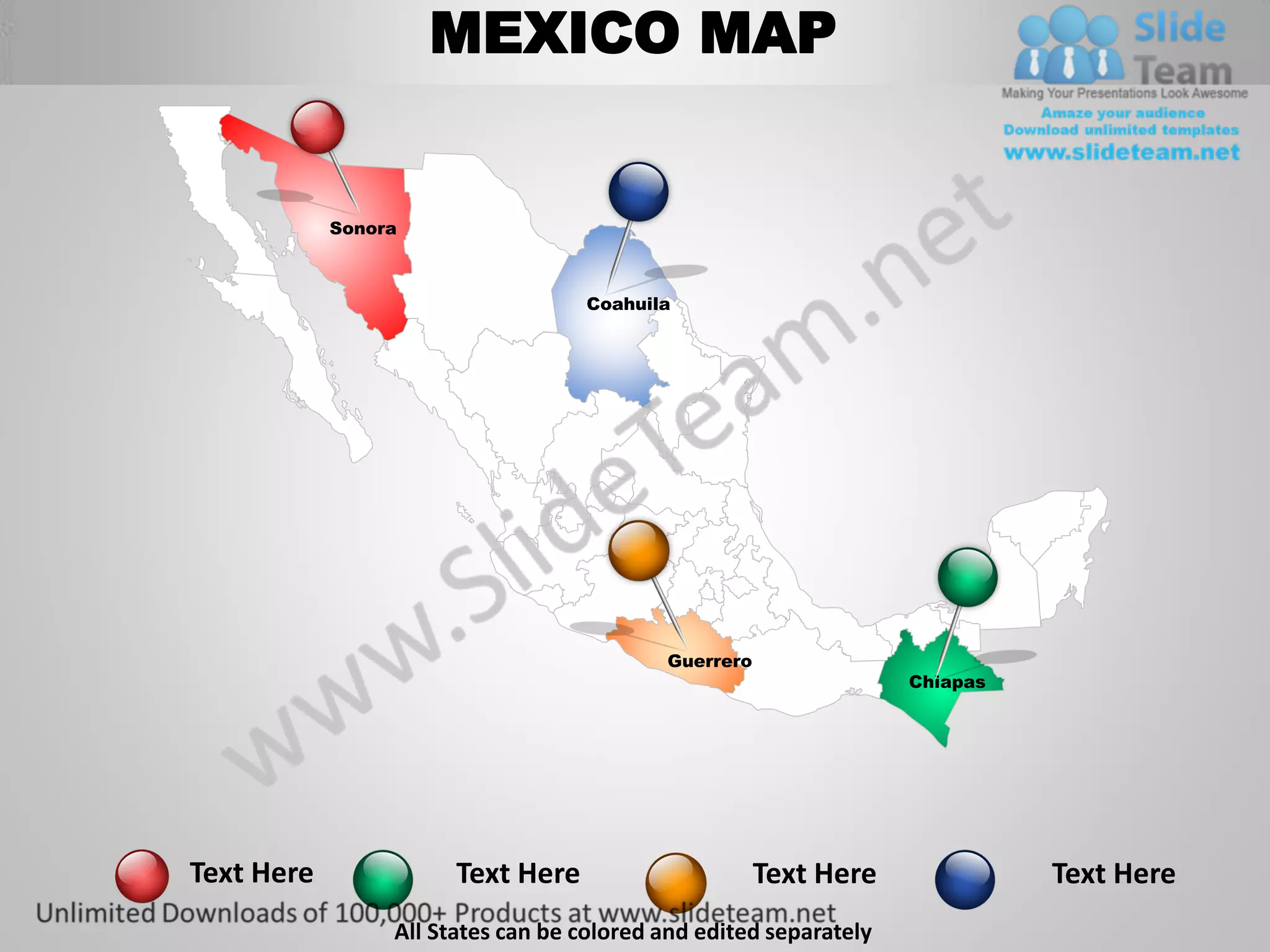 Mexico country editable powerpoint maps with states and counties ...