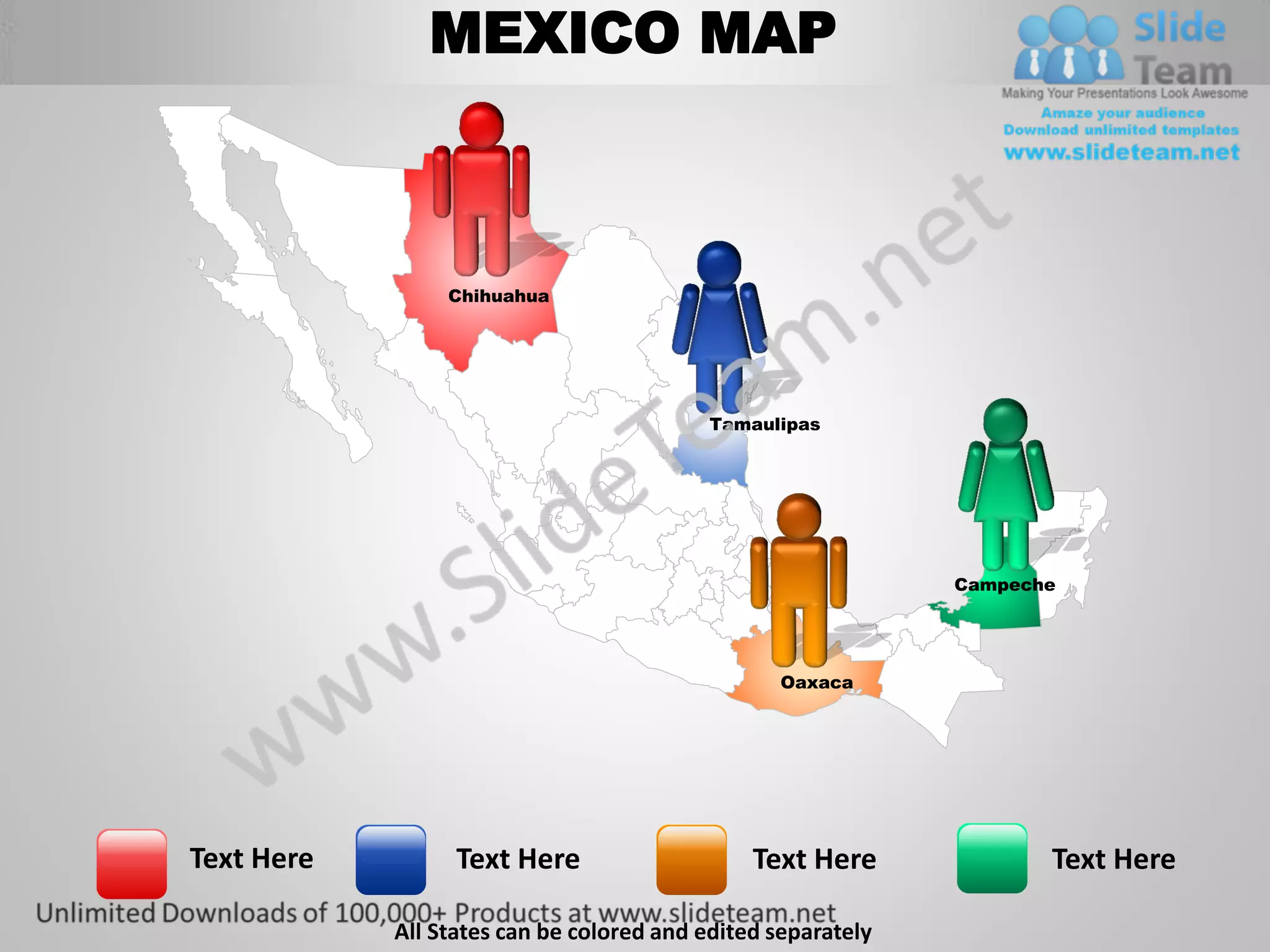Mexico country editable powerpoint maps with states and counties ...