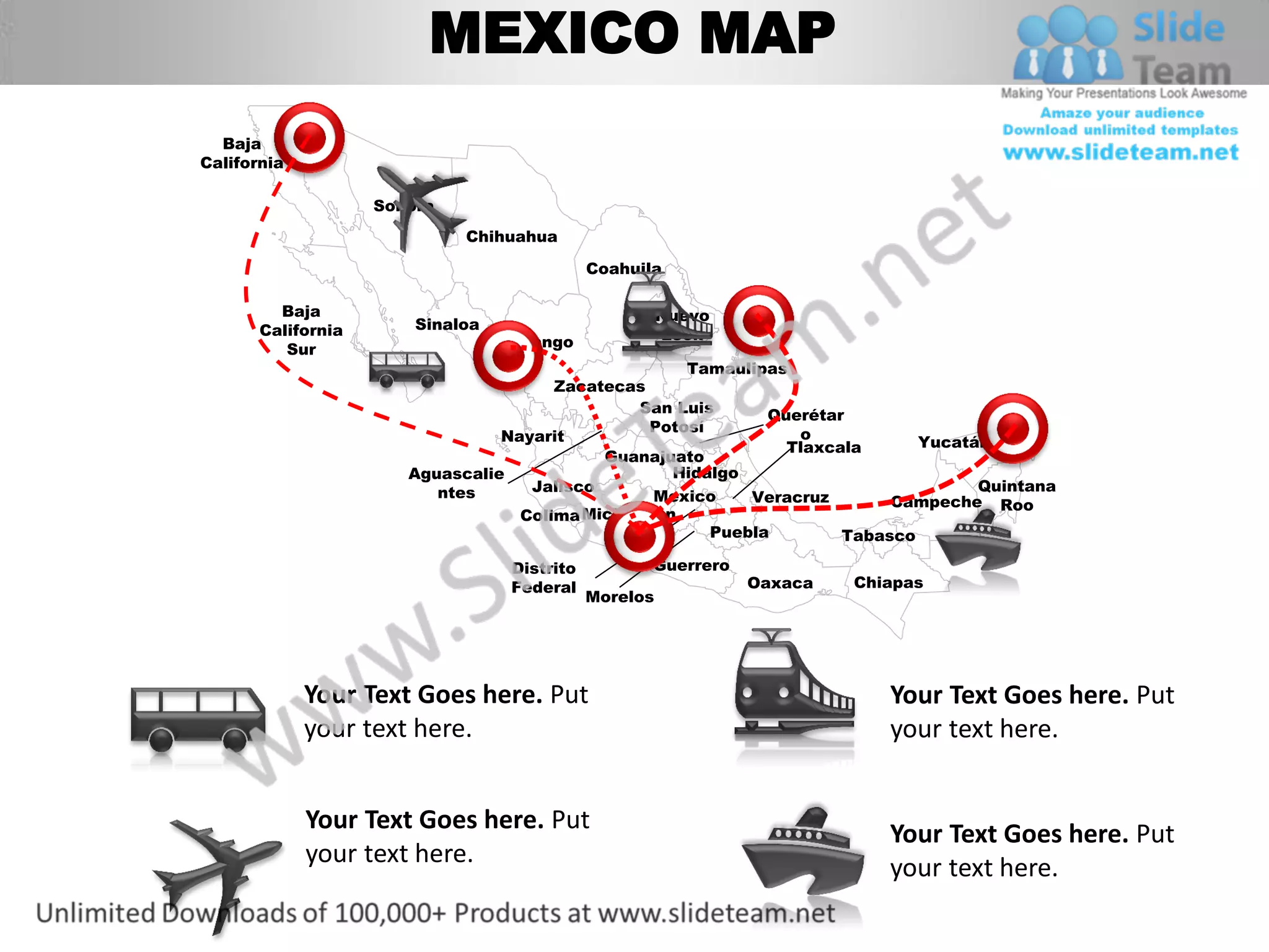 Mexico country editable powerpoint maps with states and counties ...