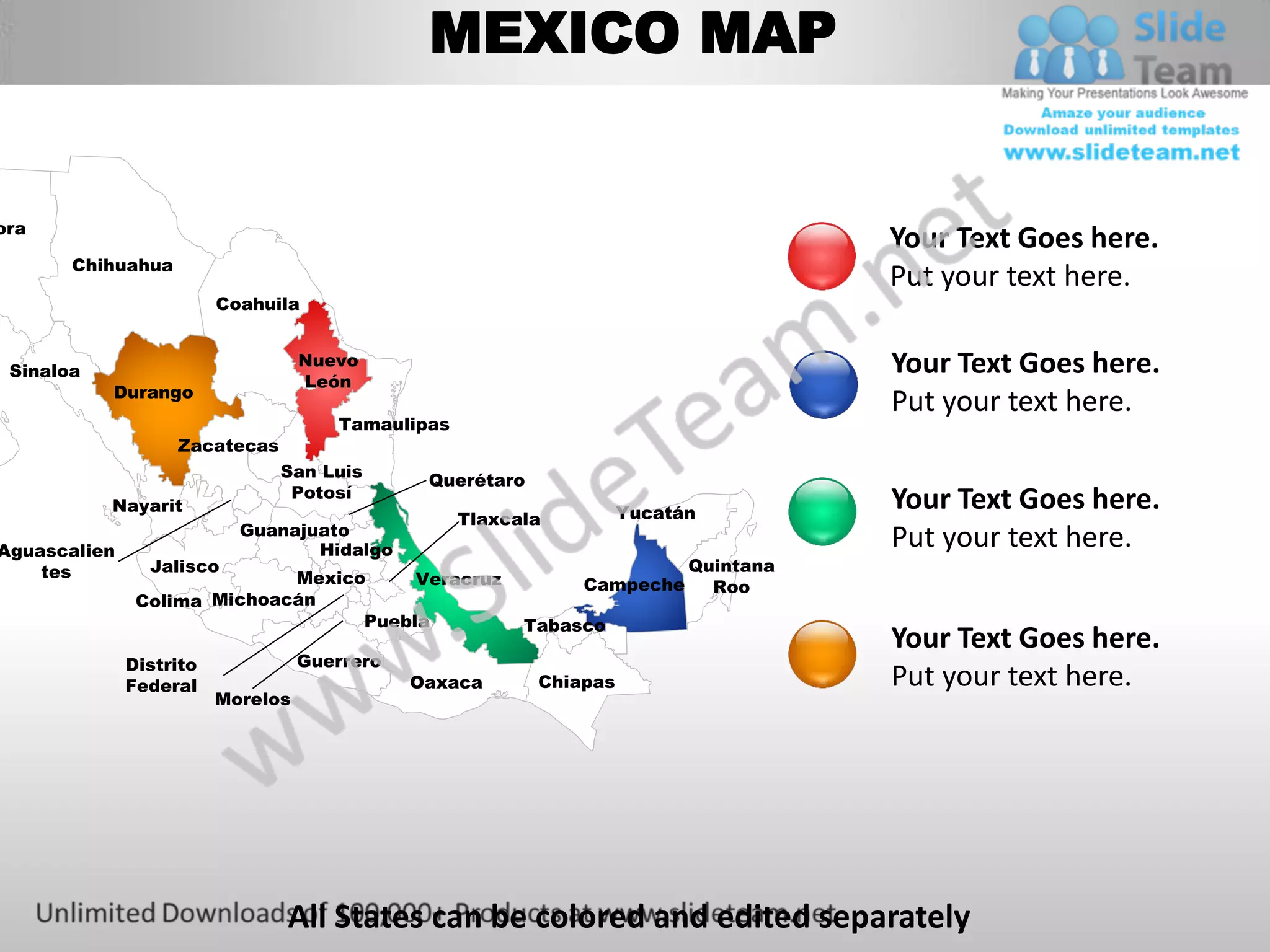 Mexico country editable powerpoint maps with states and counties ...